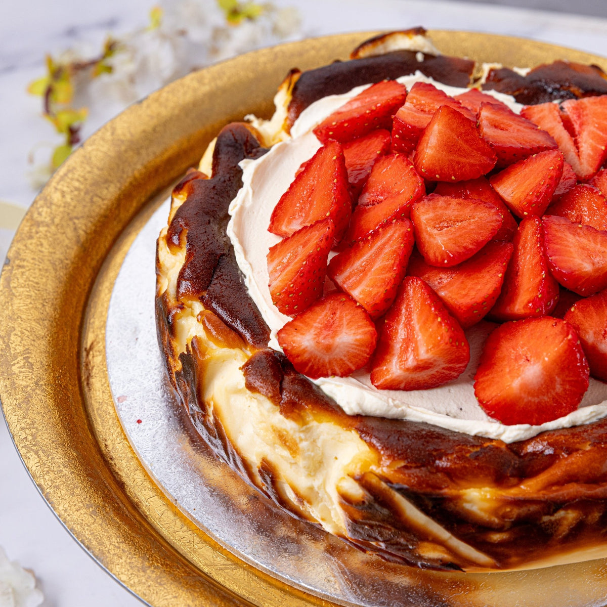 Strawberry Topped Basque Cheesecake | Jack and Beyond